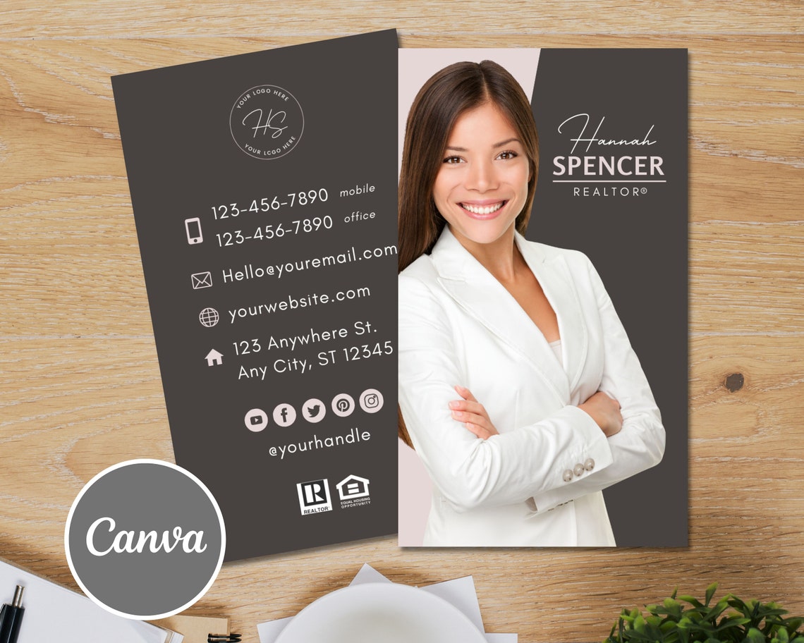 Realtor Business Card Template for Real Estate Agents - Etsy