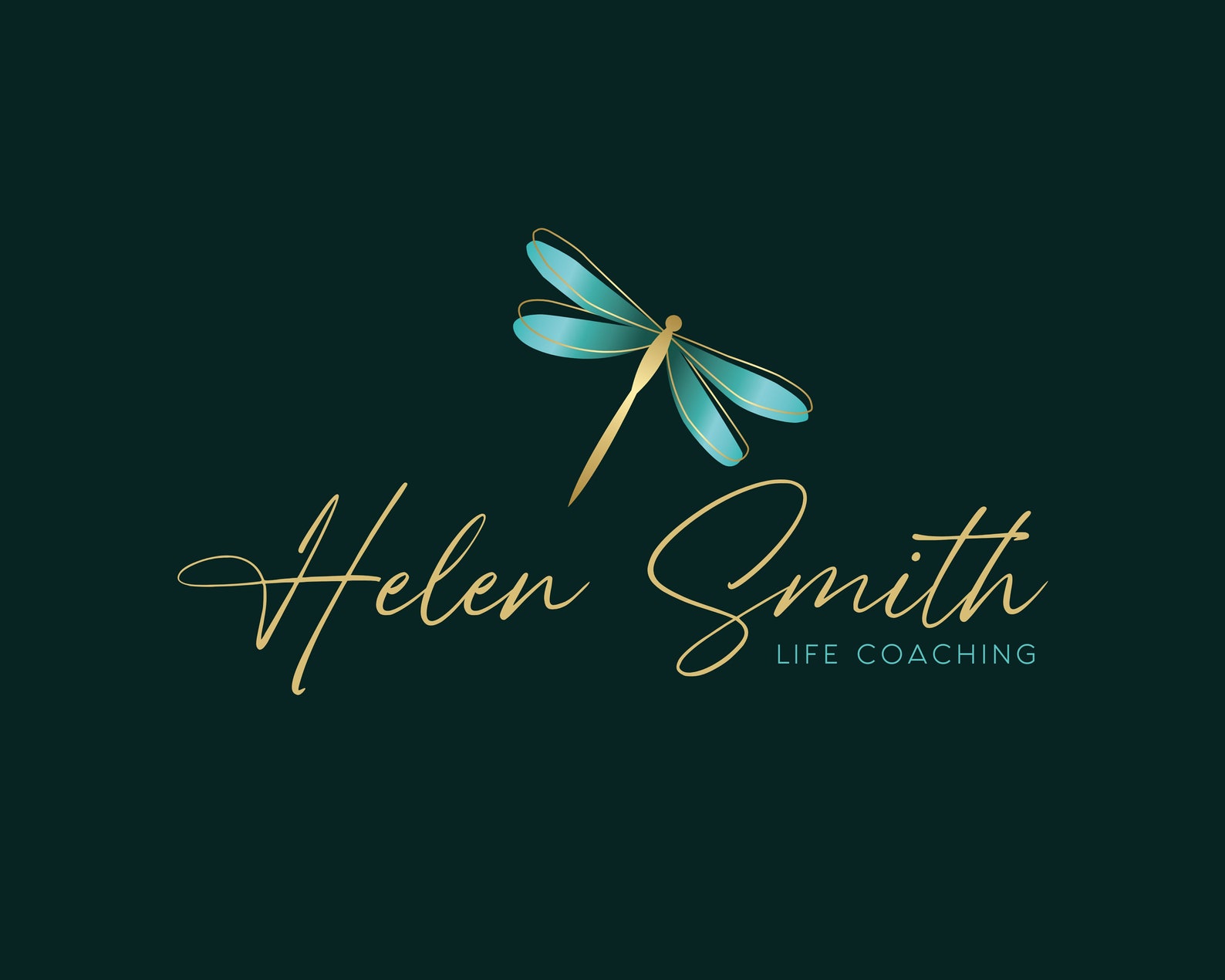 PREMADE LOGO, Dragon-fly Teal Green Logos: Circle Logo Stamp and ...