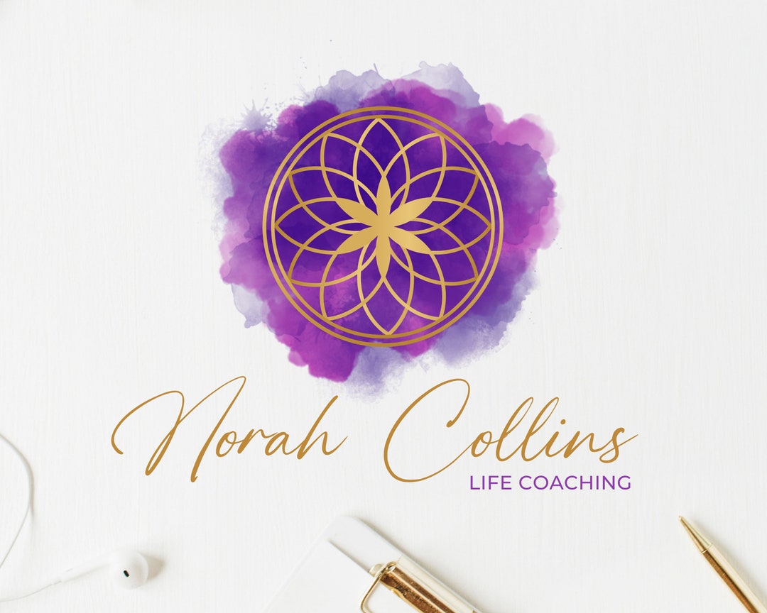 Flower of Life Watercolor Logo Design, Geometric Logo, Sacred Geometry ...