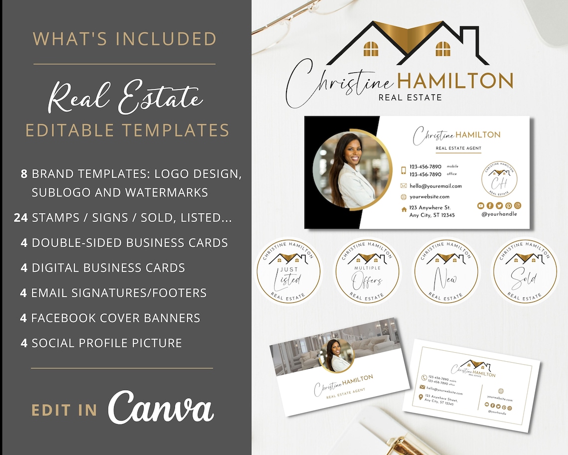 DIY Real Estate Branding Kit, Logo, Business Card, Stamps, Signs, Email ...