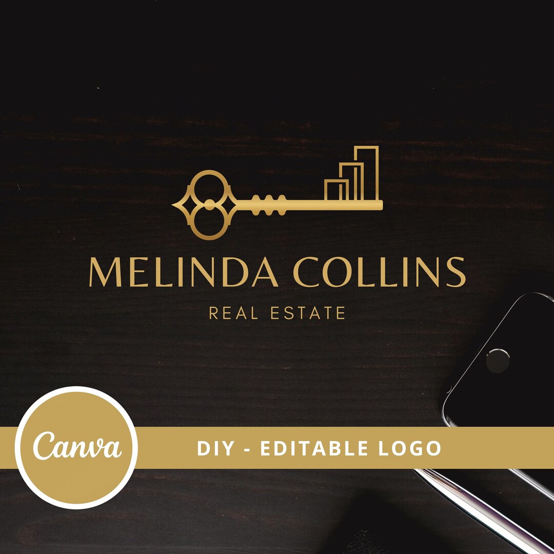 DIY Real Estate Logo Design, Editable Logo Template, Building and Key ...