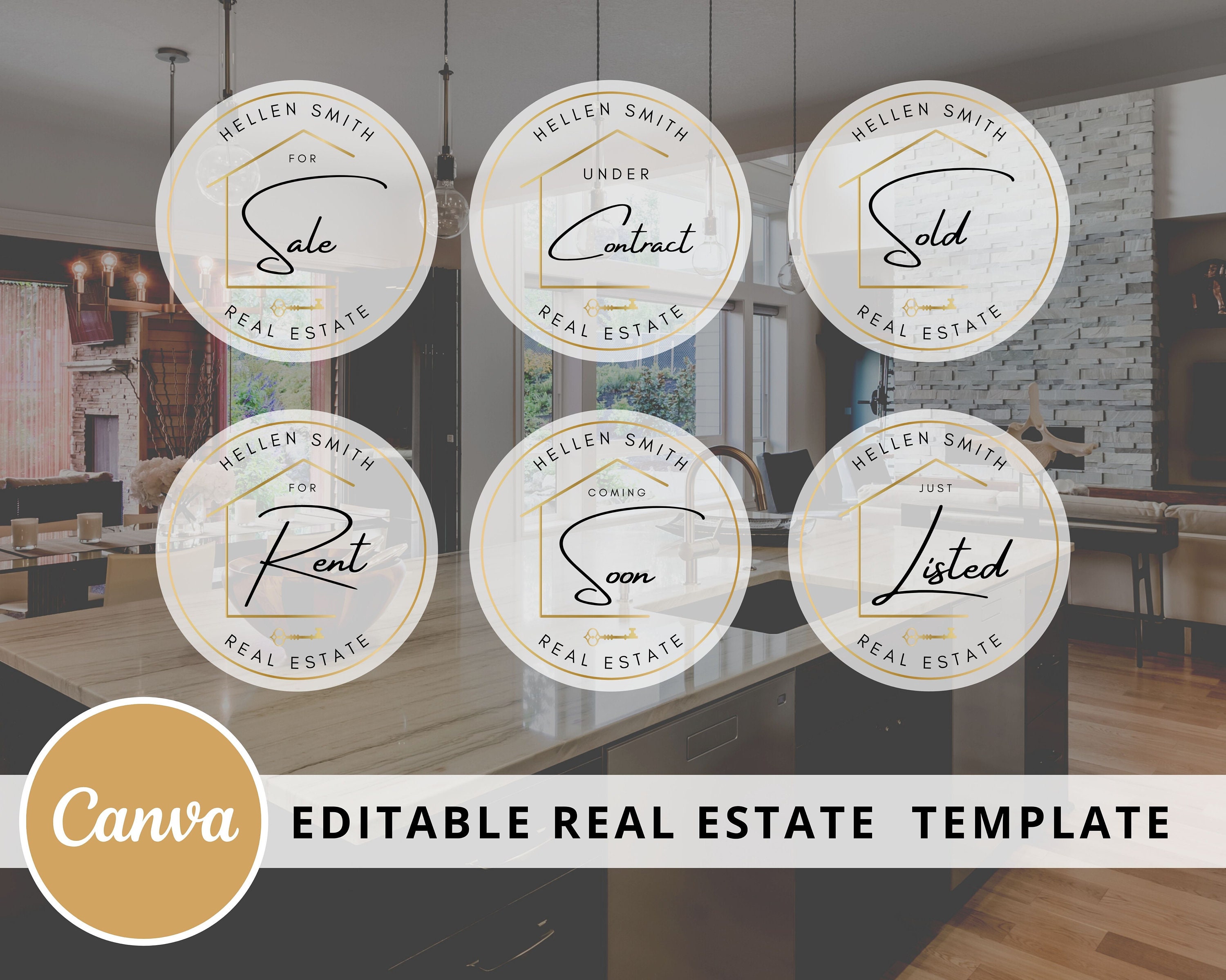 DIY Real Estate Watermark Badges Stamps Editable Canva - Etsy