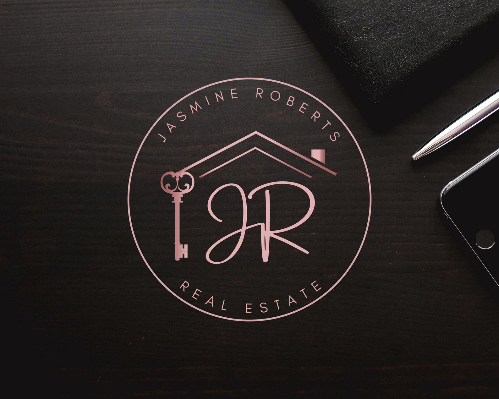 Rose Gold REAL ESTATE LOGO Broker Premade Logo Design - Etsy