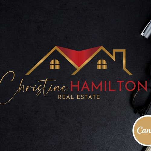 Realtor Logo Design Red and Gold Key Real Estate Branding - Etsy