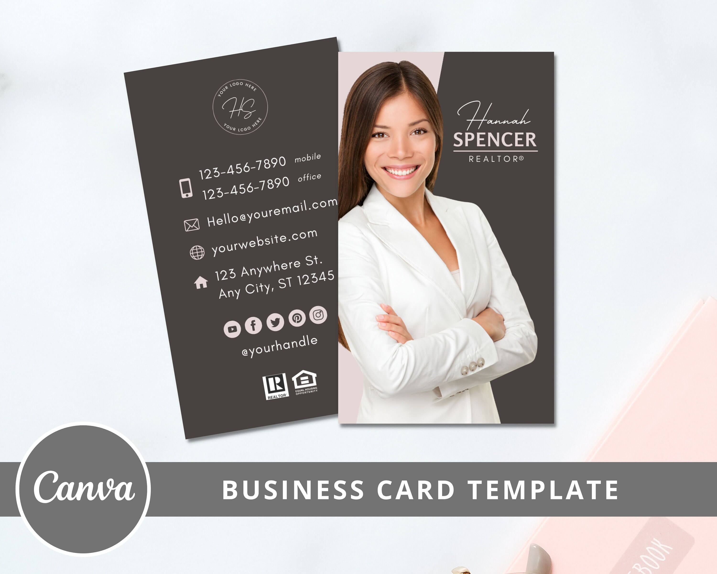 Realtor Business Card Template for Real Estate Agents - Etsy