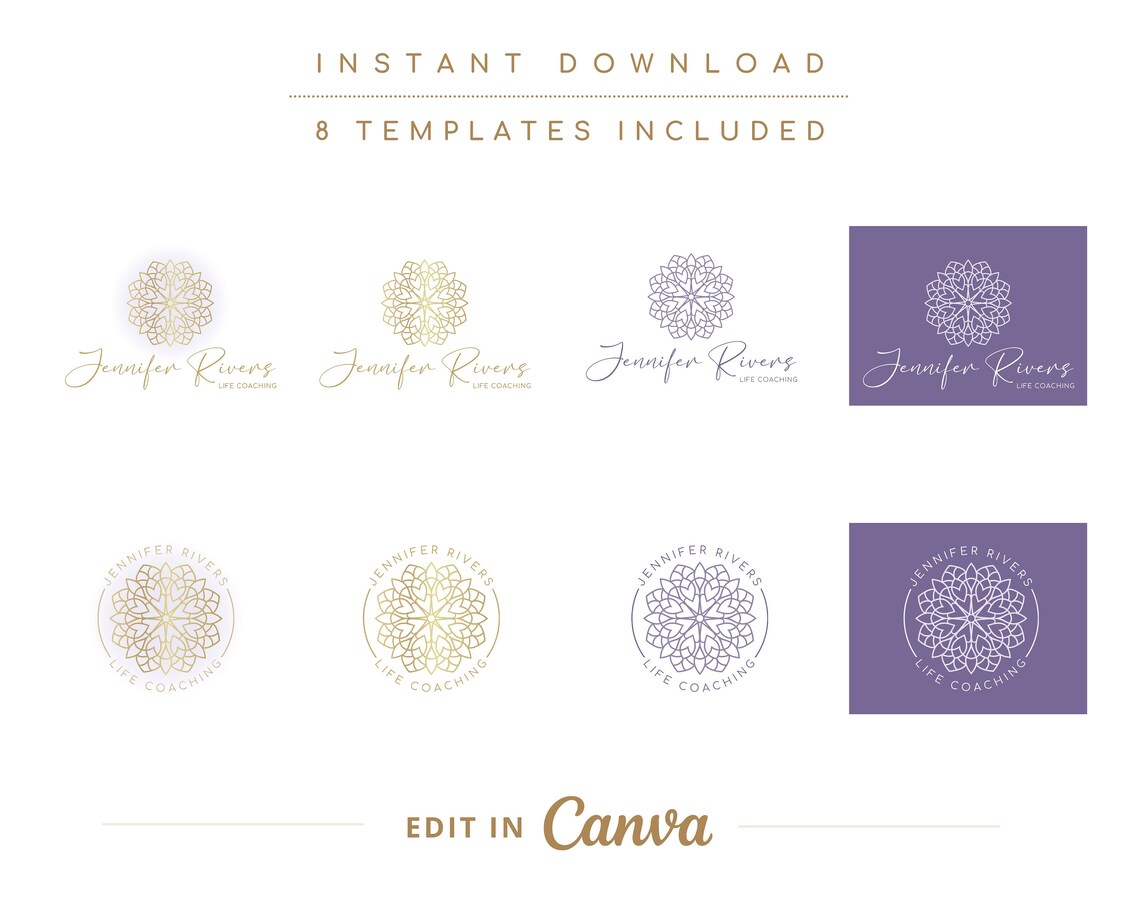 DIY Editable Flower of Life Logo Design Canva Logo Template - Etsy