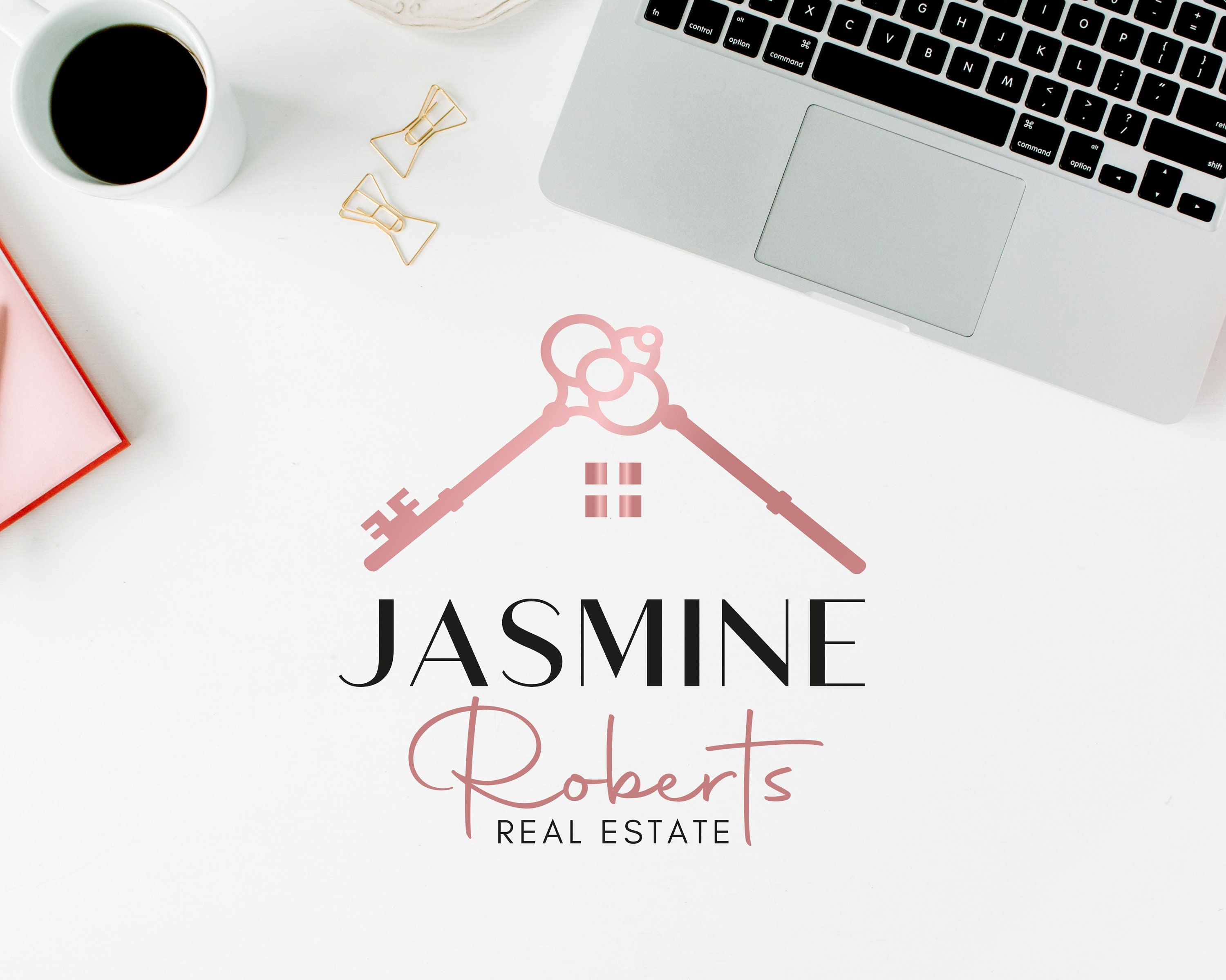 Real Estate Rose Gold Premade Logo Design Full Set: Logo - Etsy