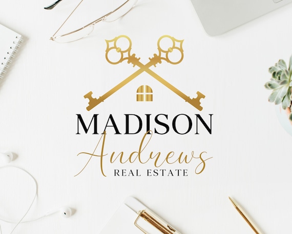 Premade Real Estate Golden Keys Logo Transparent PNG PDF | Etsy