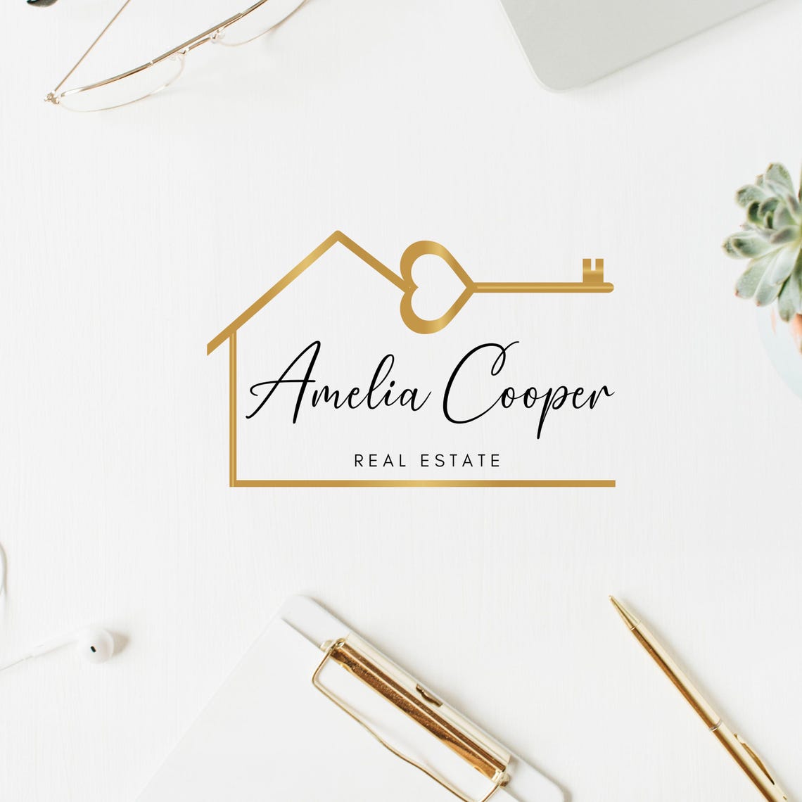 Premade Real Estate Logo, Heart Key Logo Design, House Logo, Broker ...