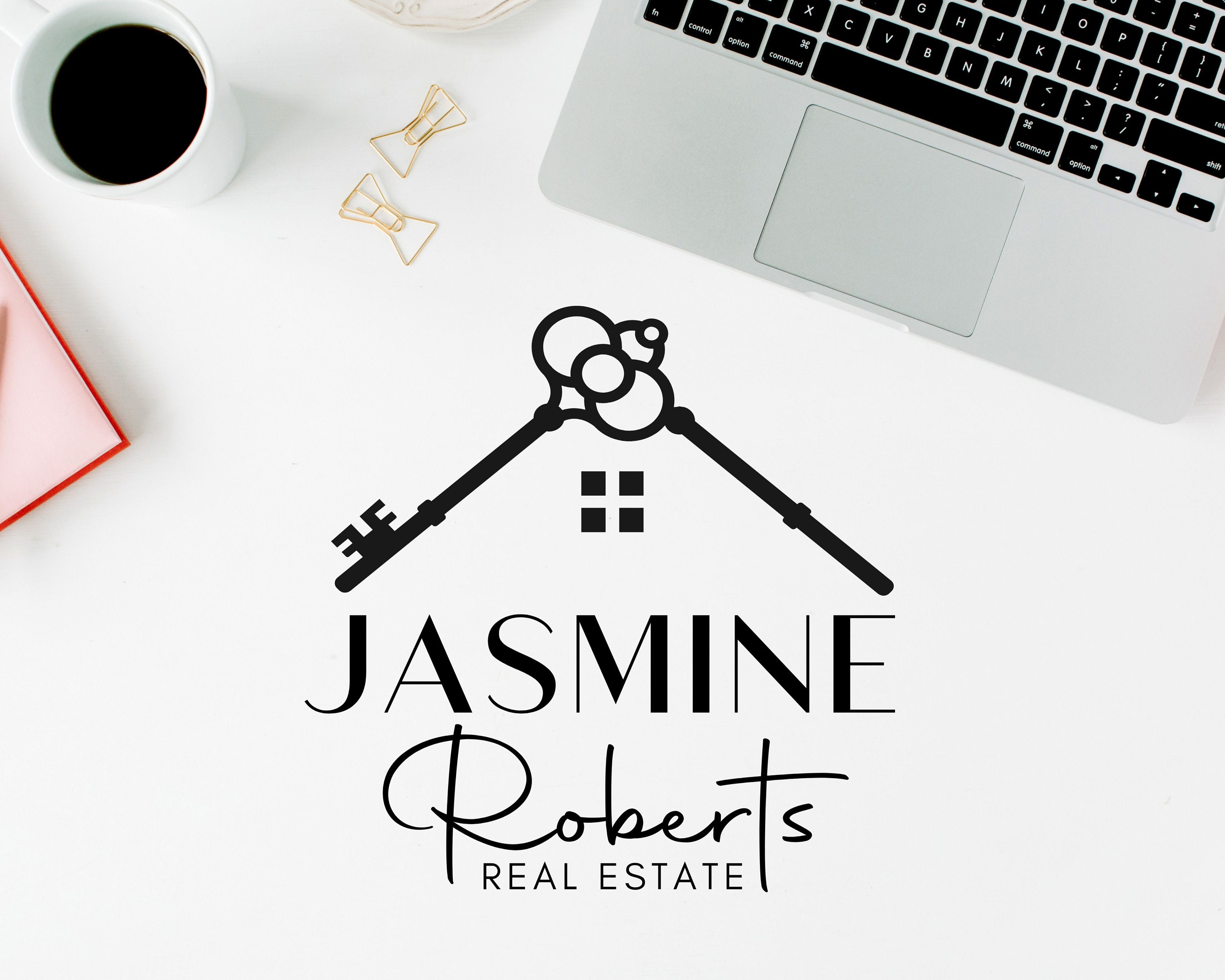 Real Estate Rose Gold Premade Logo Design Full Set: Logo - Etsy