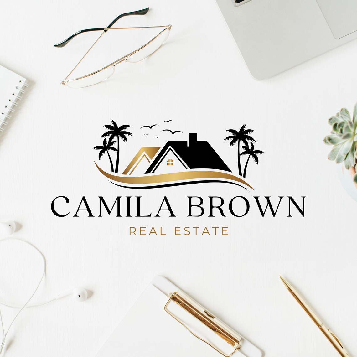 Real Estate Palm Tree Logo, Real Estate Agent Logo, Realtor Premade ...