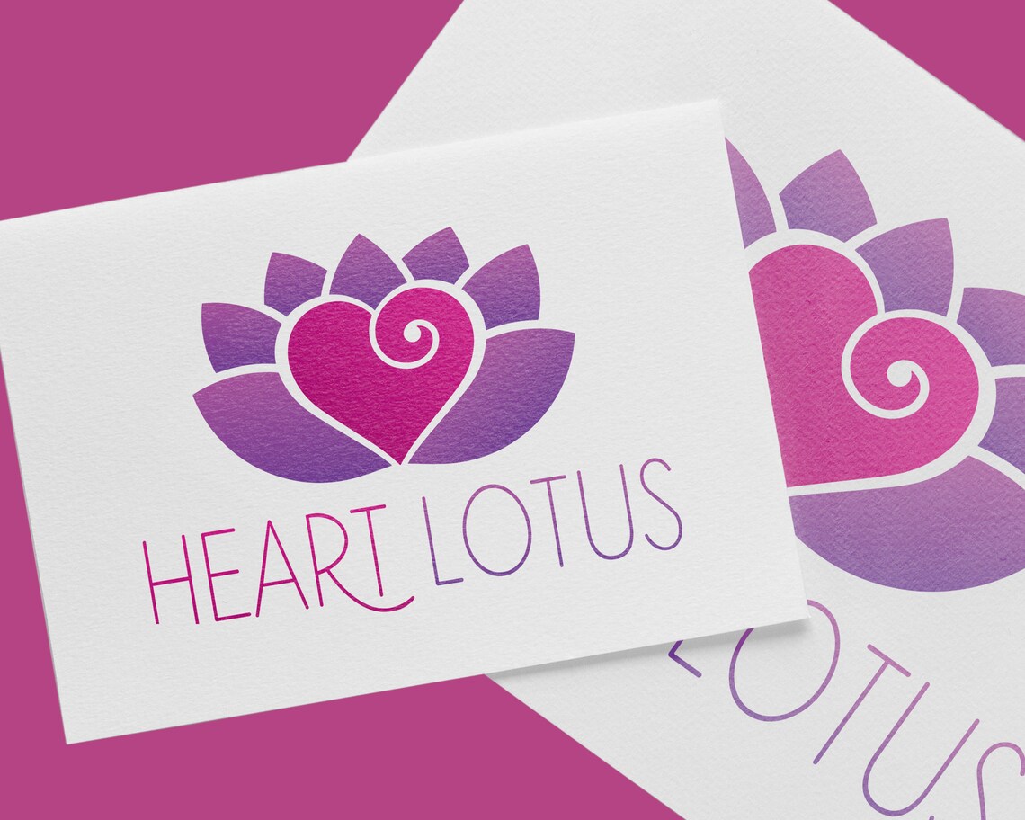 Heart Lotus Logo Design Lotus Logo Coaching Logo Premade - Etsy