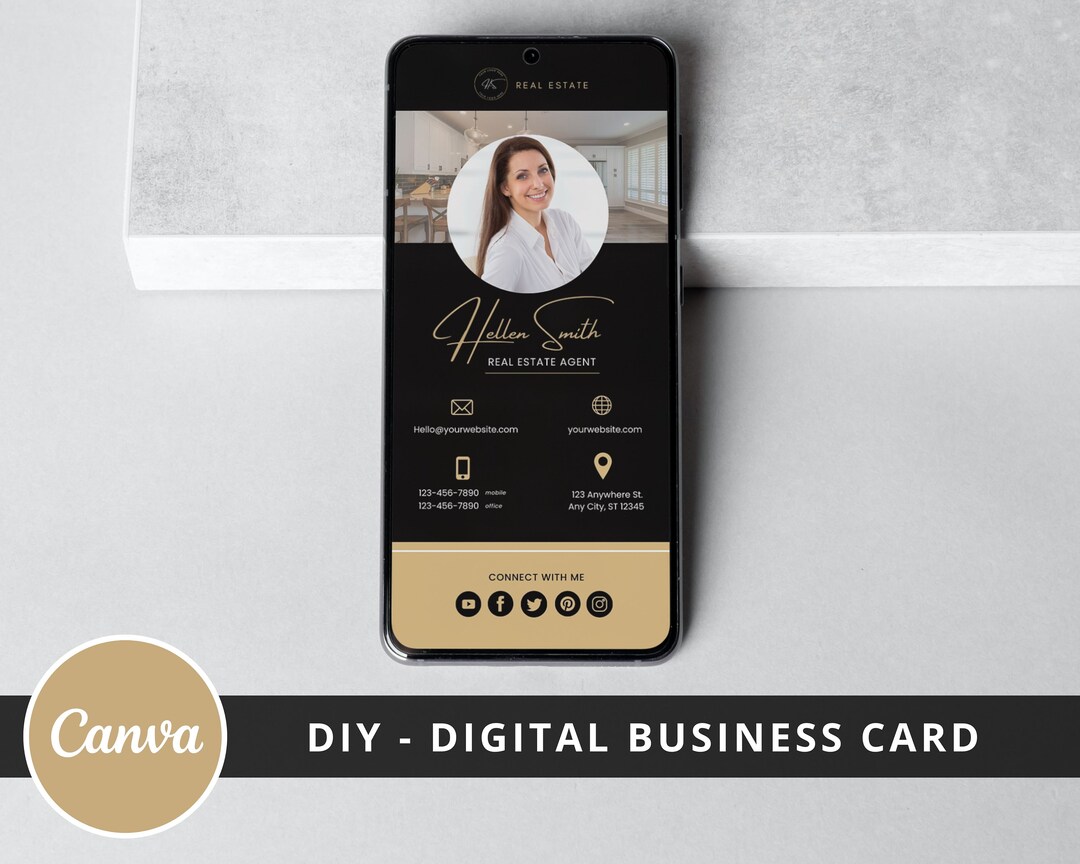 Editable Virtual Business Card, Digital Business Card for Real Estate ...