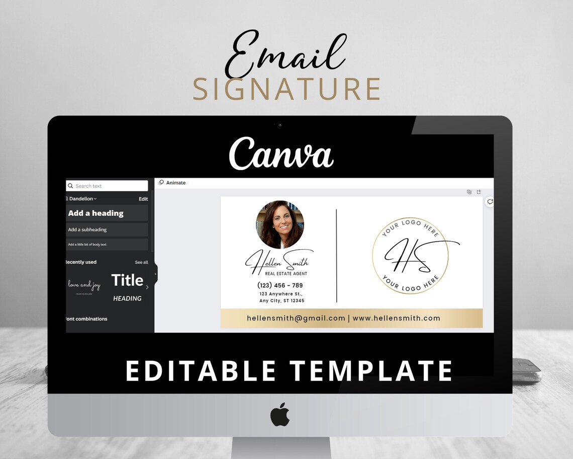 Email Signature Editable Canva Template, Gmail Design Footer, Branding ...