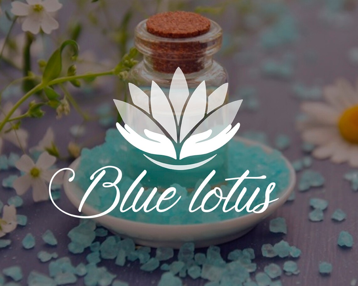 Blue Lotus Logo Yoga Logo Spa Logo Hand Logo Meditation | Etsy