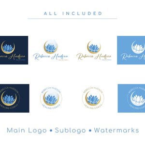 Premade Logo Blue Lotus Logo Design, Wellness Life Coaching Logo, Yoga ...