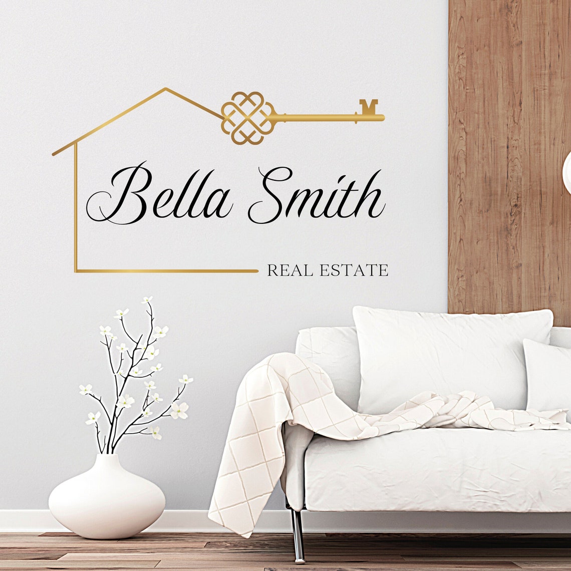 DIY Real Estate Logo Design, Editable Logo Template, House and Key Logo ...
