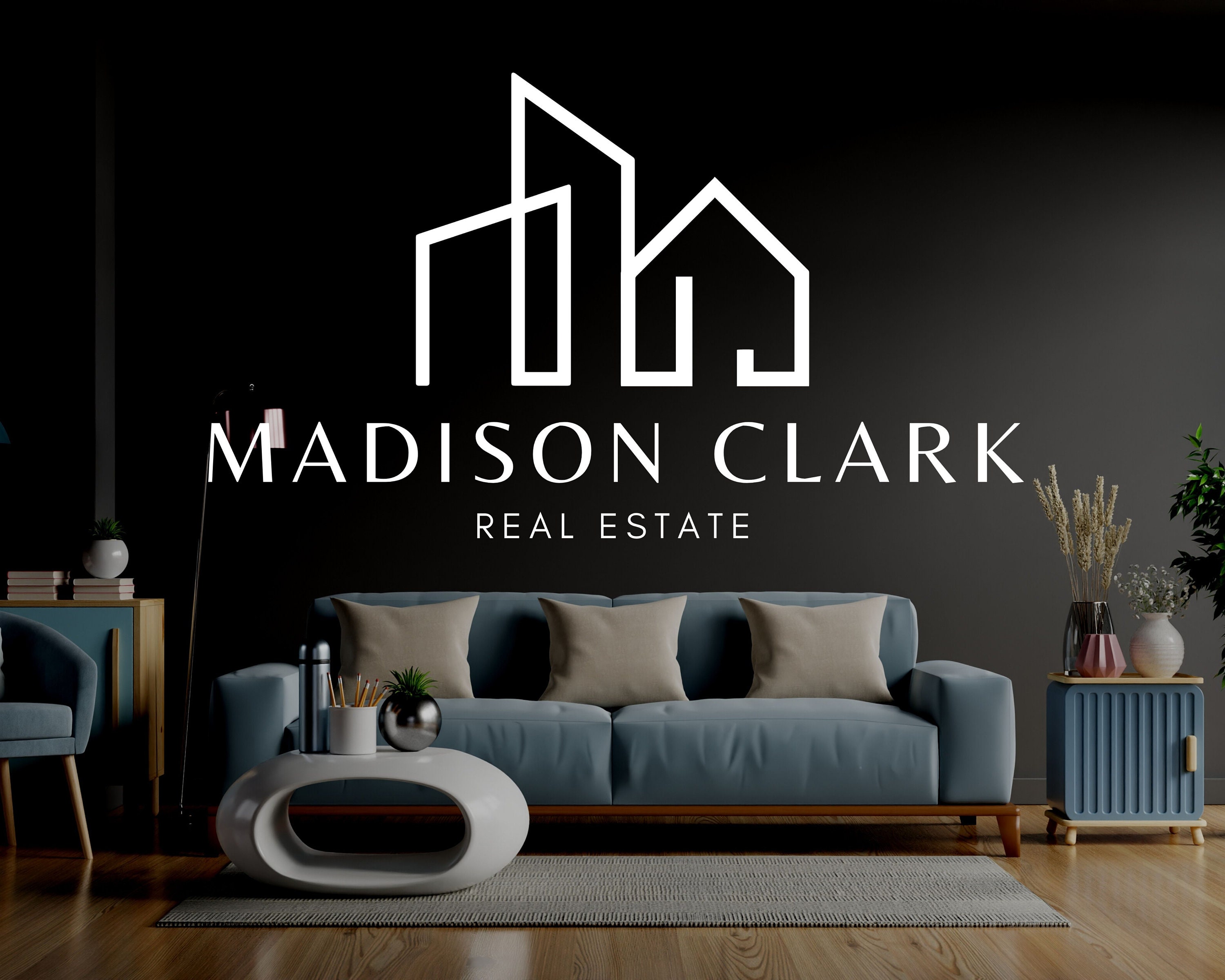 Premade Logo Design for REAL ESTATE Agents, Modern Blue Logo, Building ...