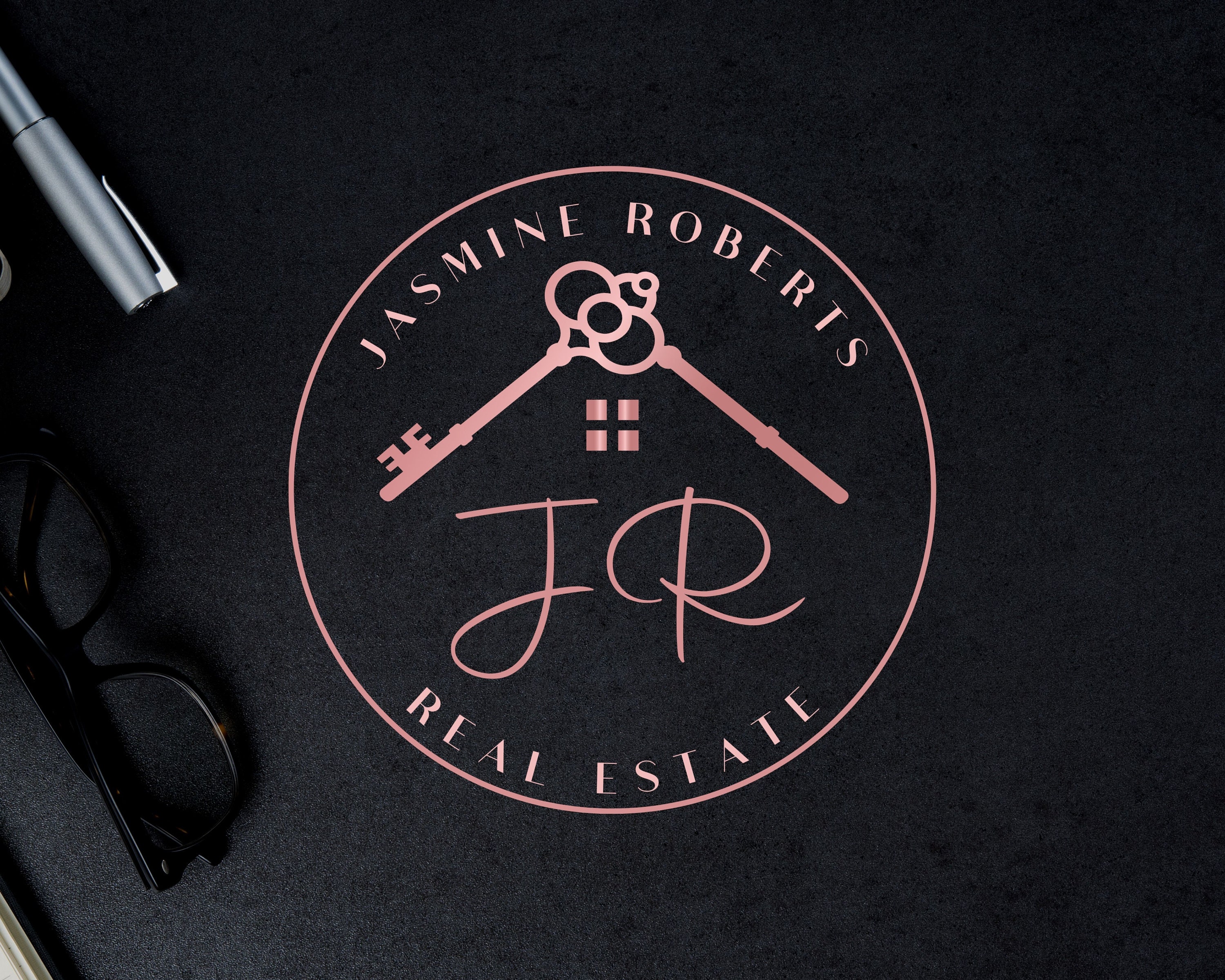 Real Estate Rose Gold Premade Logo Design Full Set: Logo - Etsy