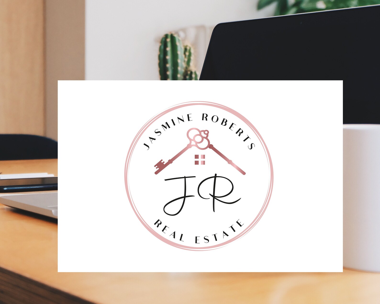 Real Estate Rose Gold Premade Logo Design Full Set: Logo | Etsy