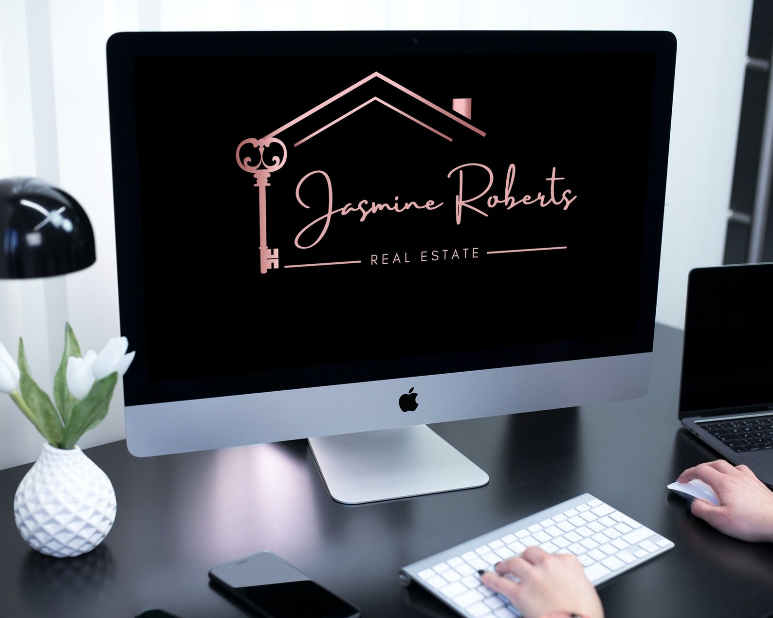 Rose Gold REAL ESTATE LOGO Broker Premade Logo Design - Etsy