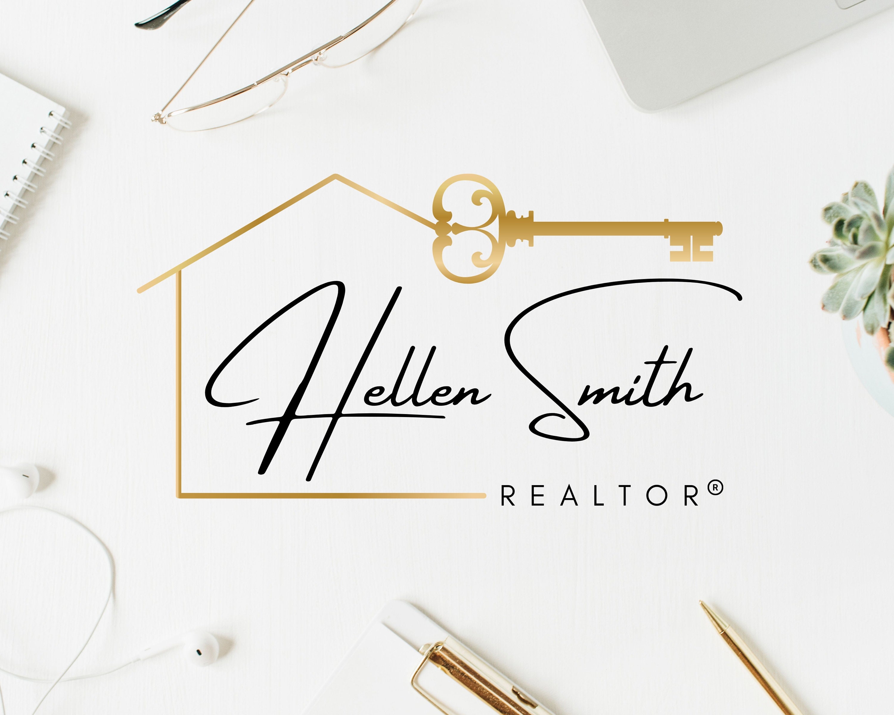 Premade REALTOR® Logo Design for Real Estate Agents Golden | Etsy