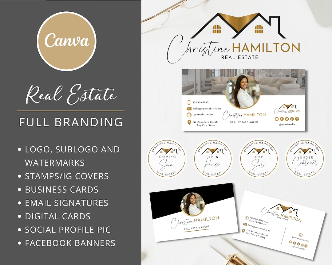 DIY Real Estate Branding Kit, Logo, Business Card, Stamps, Signs, Email ...