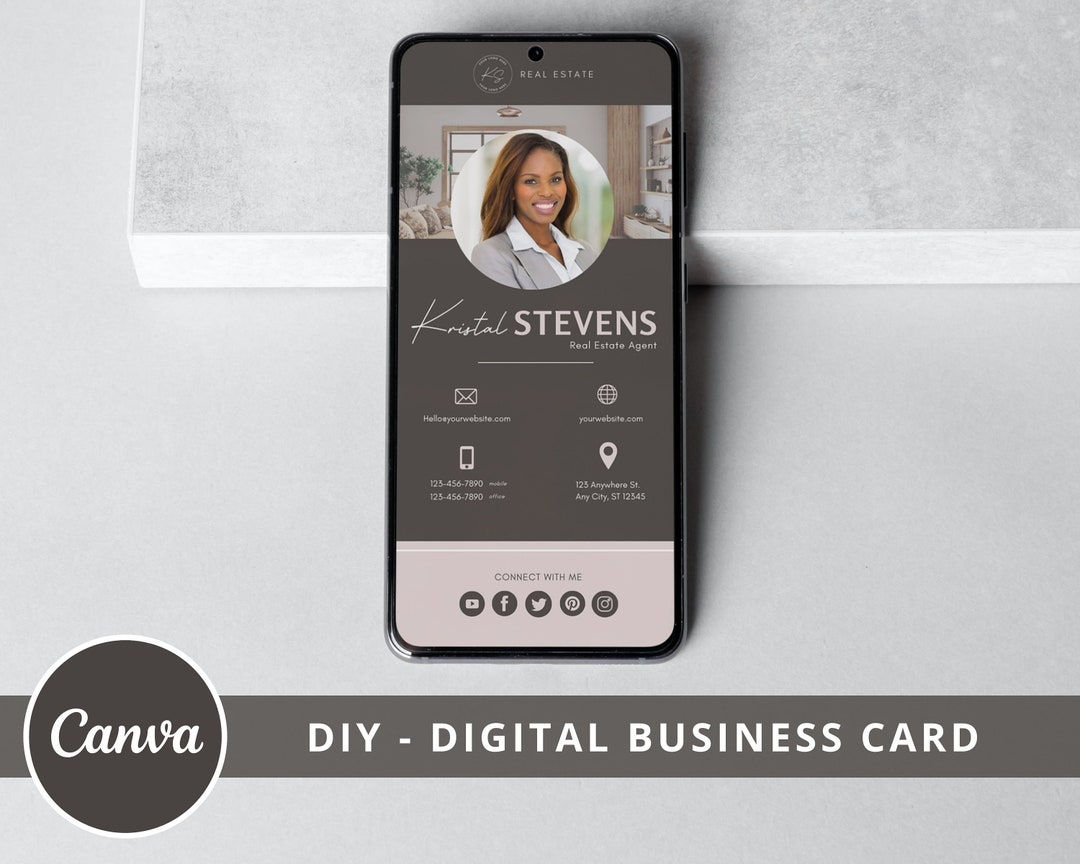 Editable Virtual Business Card, Digital Business Card for Real Estate ...