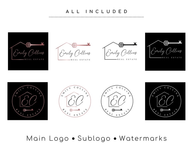 Real Estate Rose Gold Logo Design Main Logo Submark Logo - Etsy