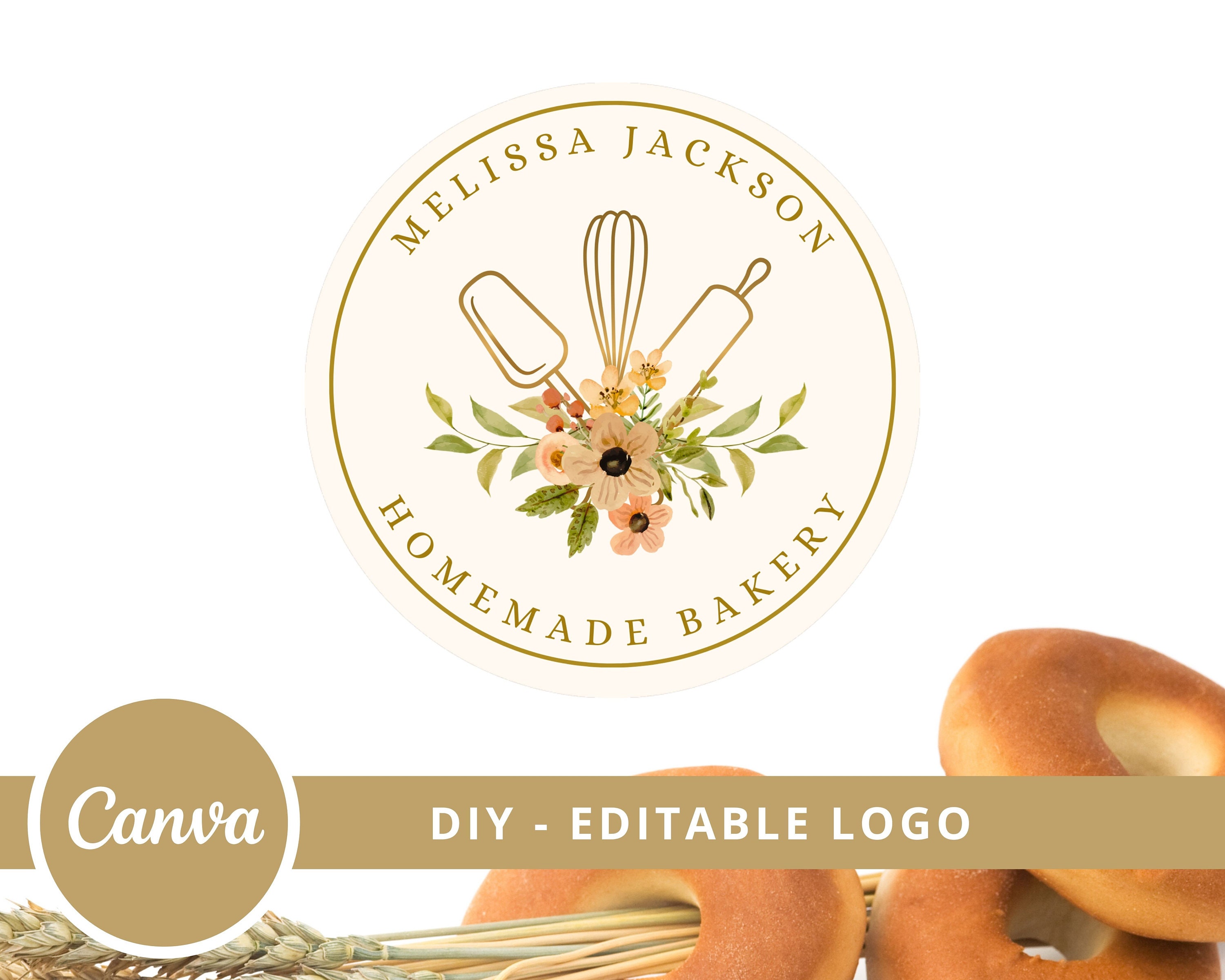 DIY Vintage Bakery Logo Design Canva Editable Template - Etsy Canada