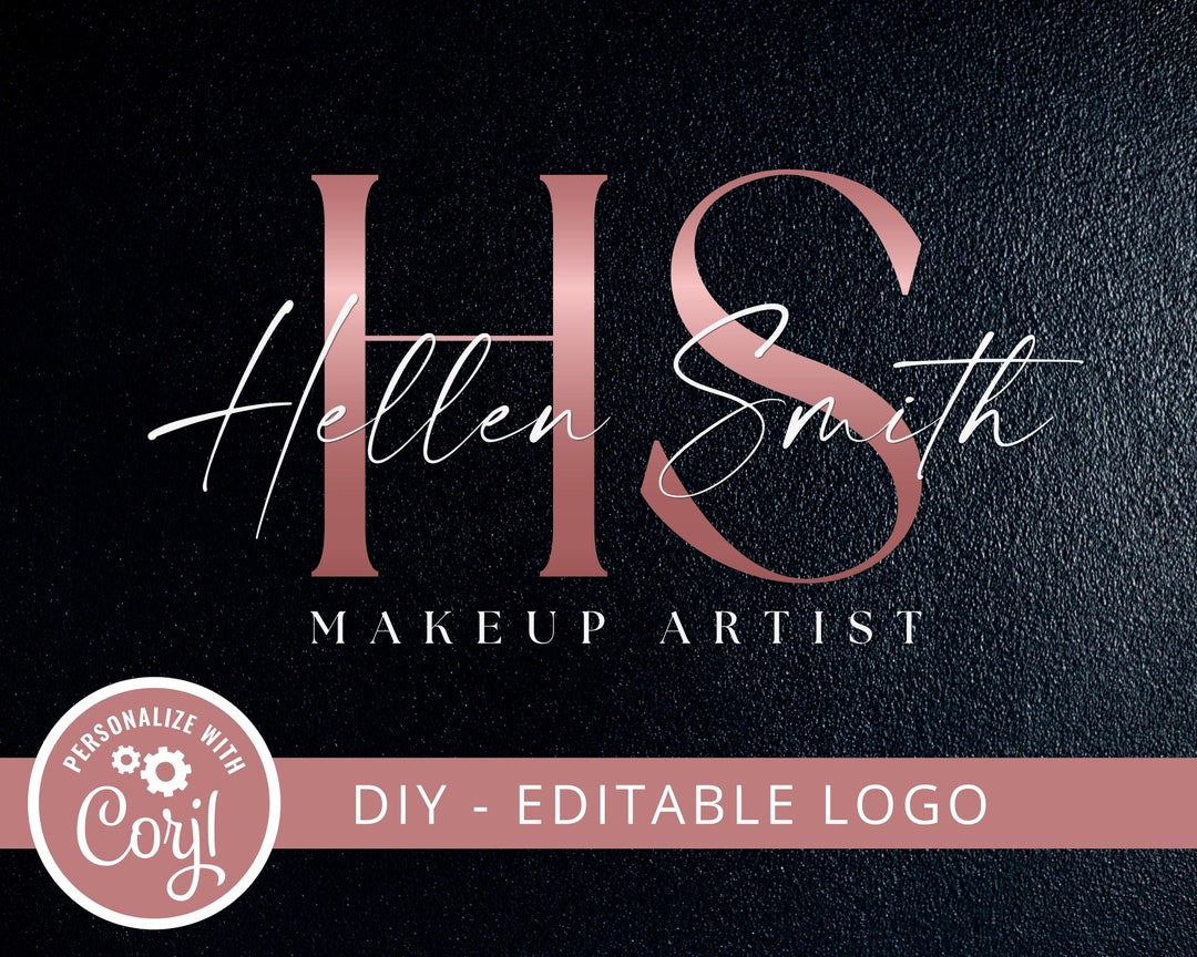 Editable Logo Design, Rose Gold Logo, Signature Logo, DIY Logo, Boho ...