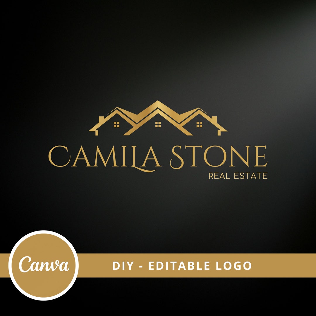DIY Real Estate House Logo, Real Estate Agent Logo. Gold House Logo ...