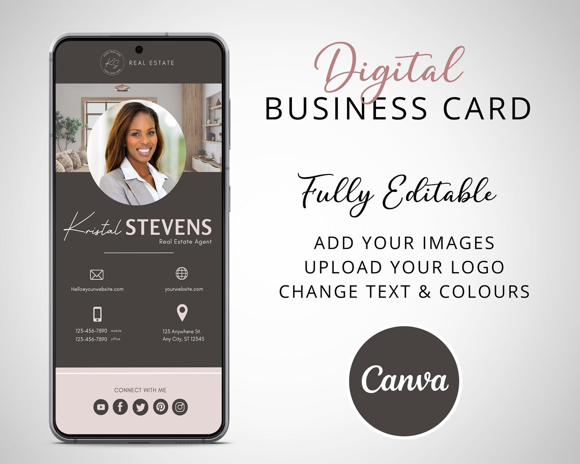 Editable Virtual Business Card Digital Business Card for Real - Etsy