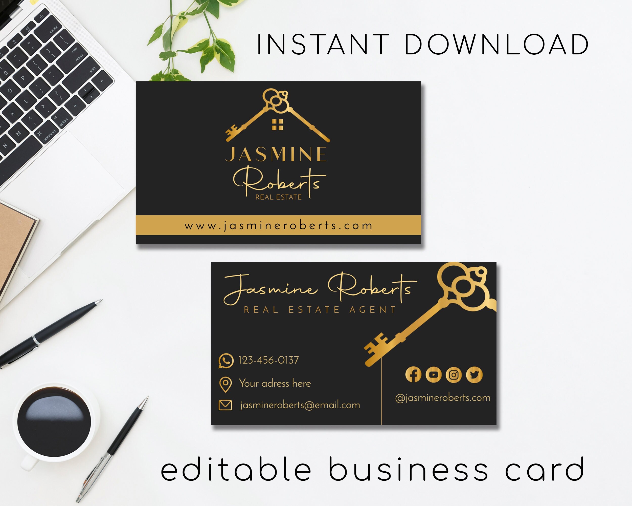 Editable Business Card for Real Estate Agents. DIY Realtor - Etsy