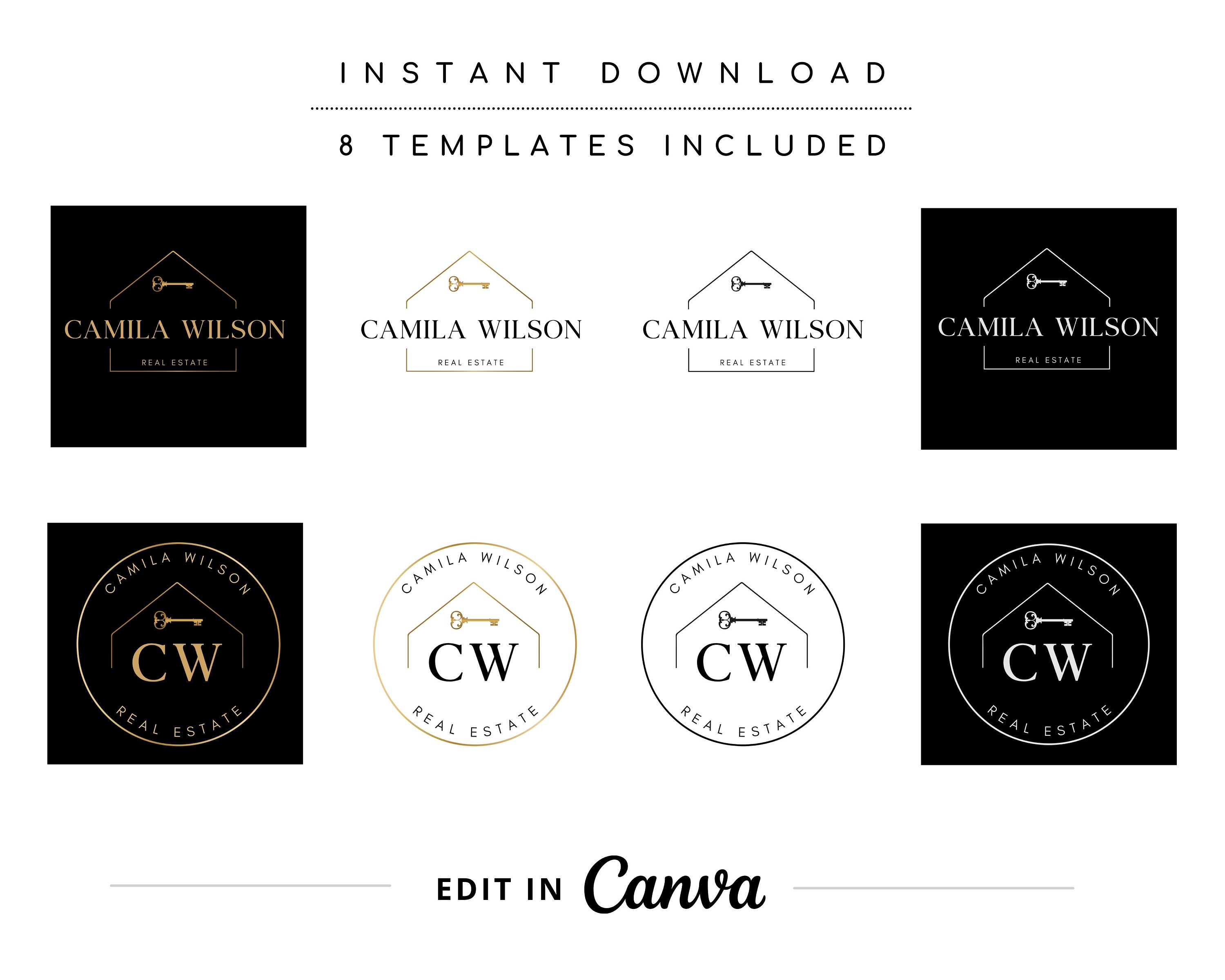 Editable Real Estate Logo Design, DIY Logo Canva Template, Realtor Logo ...