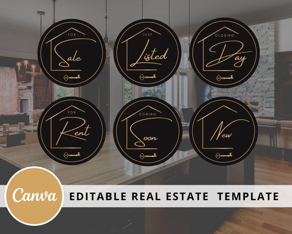 DIY Real Estate Watermark Badges Stamps Editable Canva | Etsy