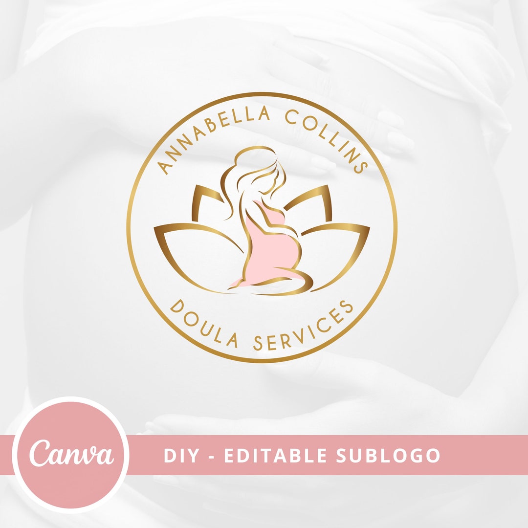 DIY Doula Editable Logo Template, Midwifery Premade Logo Design, Lotus ...