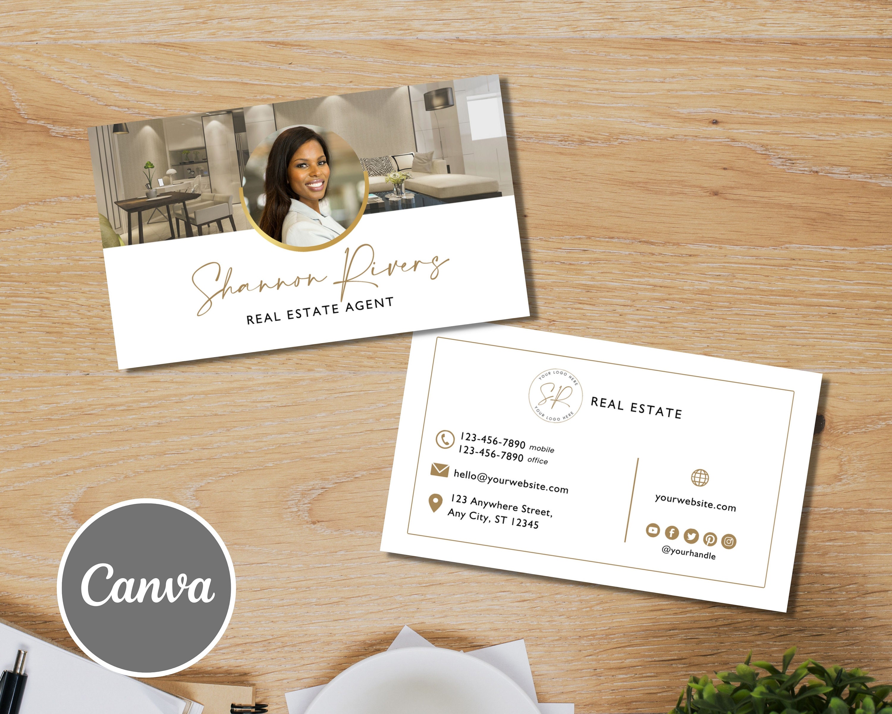 Real Estate Business Card Template - Editable Card Design Template in ...