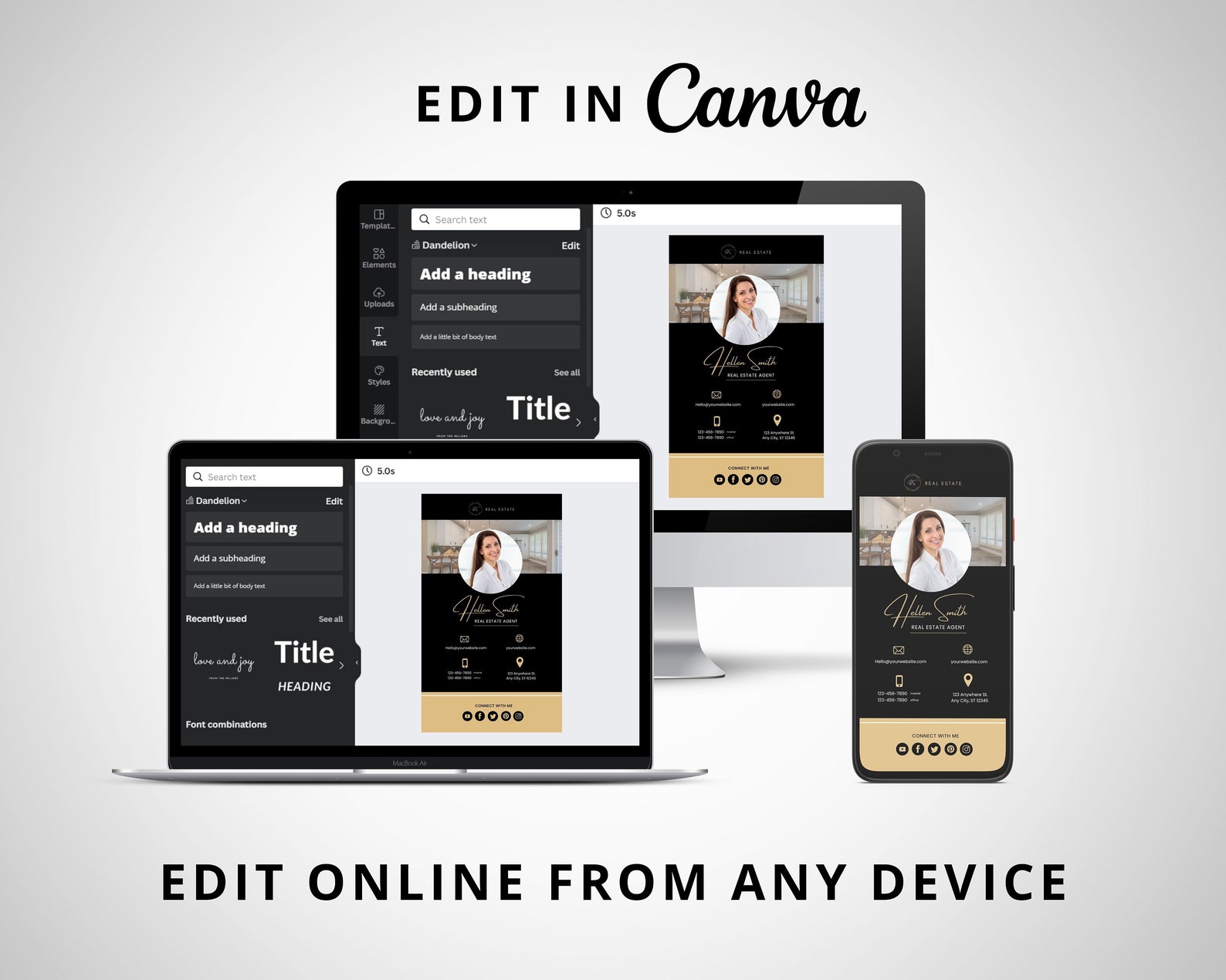 Editable Virtual Business Card, Digital Business Card for Real Estate ...