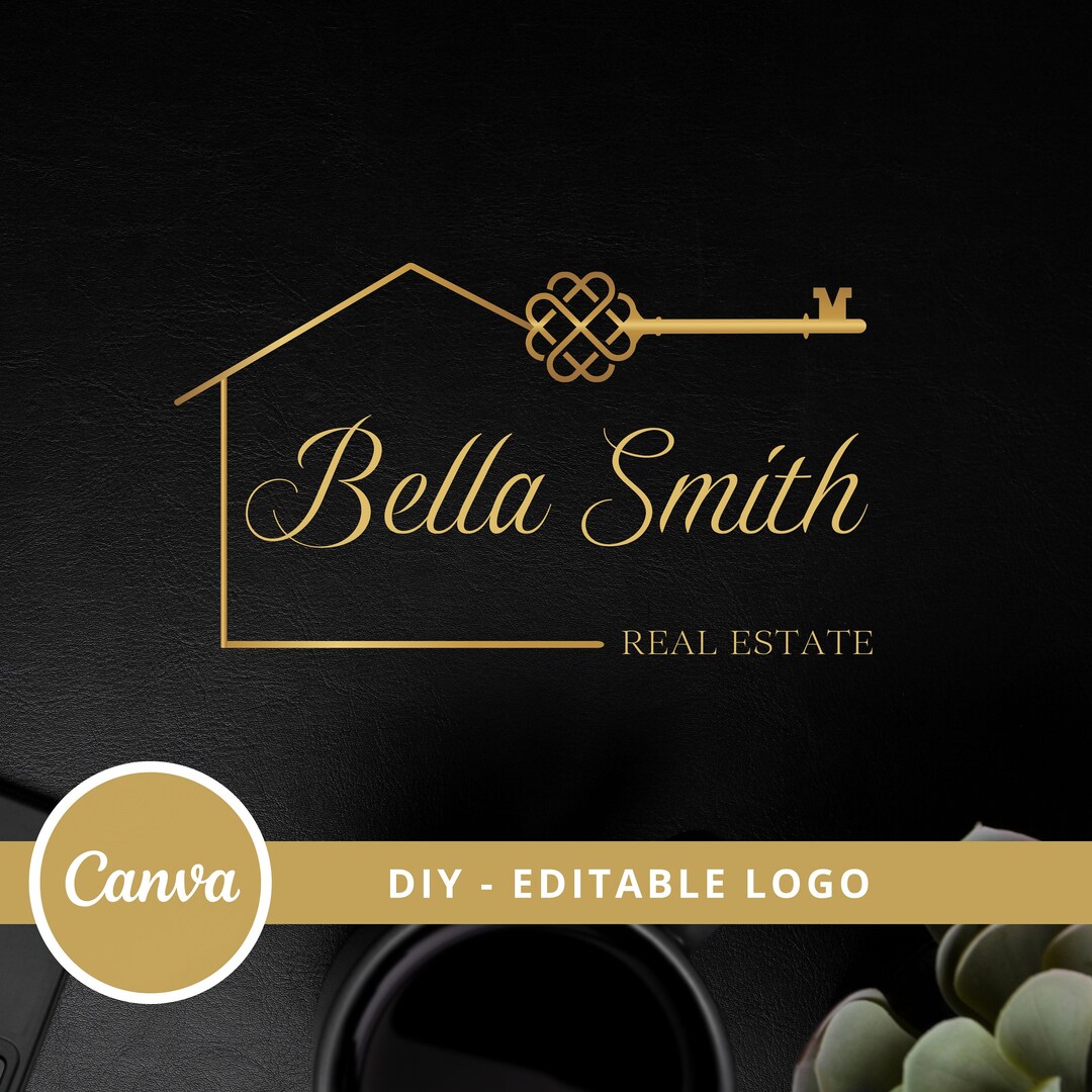 DIY Real Estate Logo Design, Editable Logo Template, House and Key Logo ...