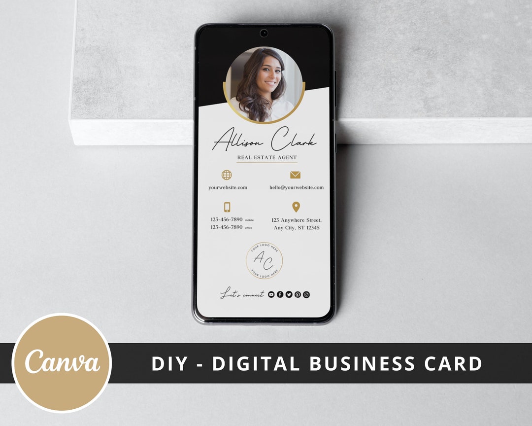 Editable Virtual Business Card, Digital Business Card for Real Estate ...