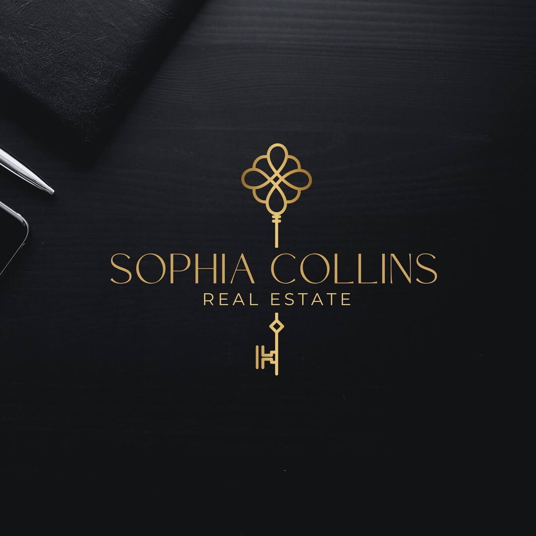 Real Estate Premade Logo, Luxury Gold Key Logo, Realtor Personalized ...