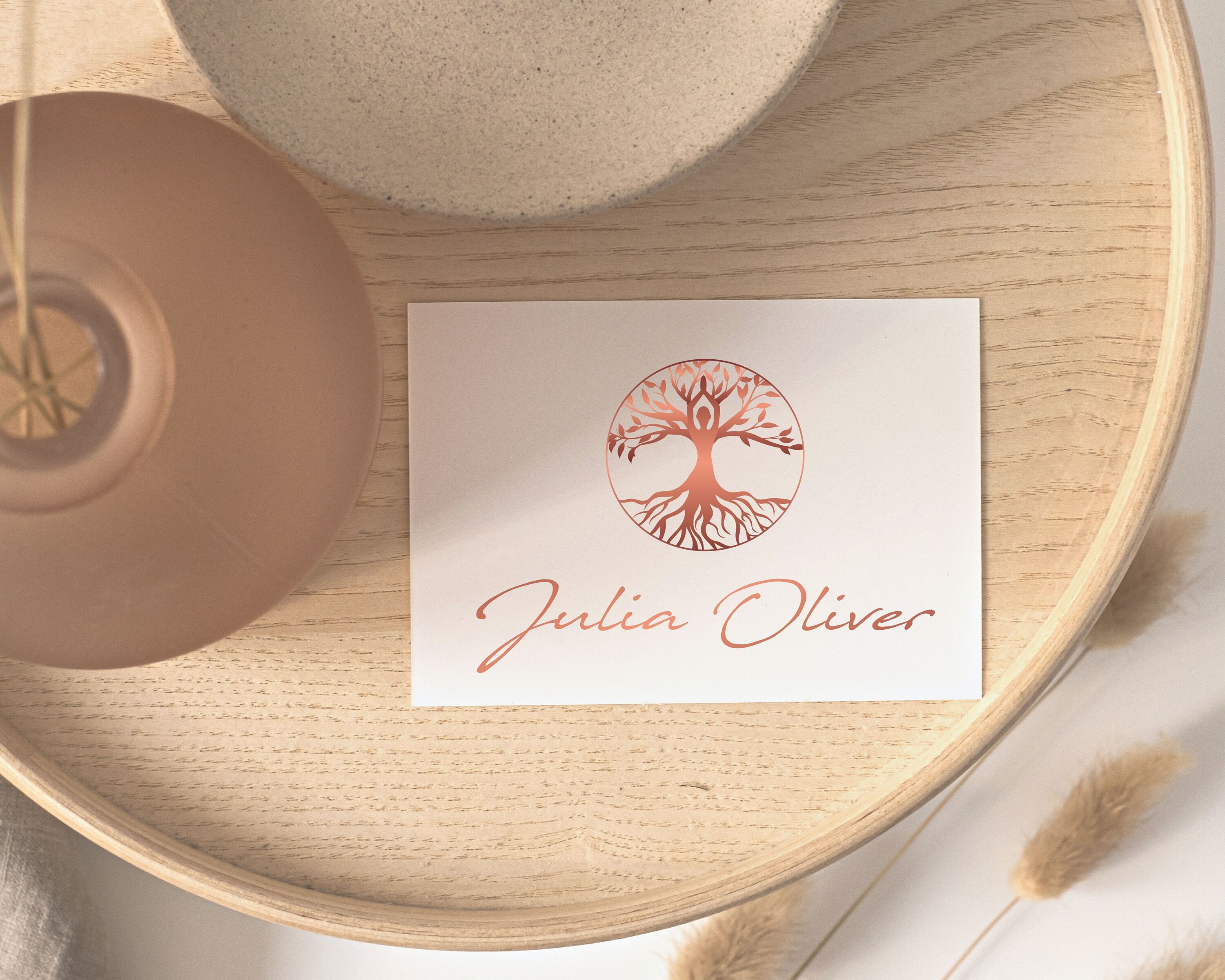 Logo Template Tree of Life Rose Gold DIY Editable Design | Etsy