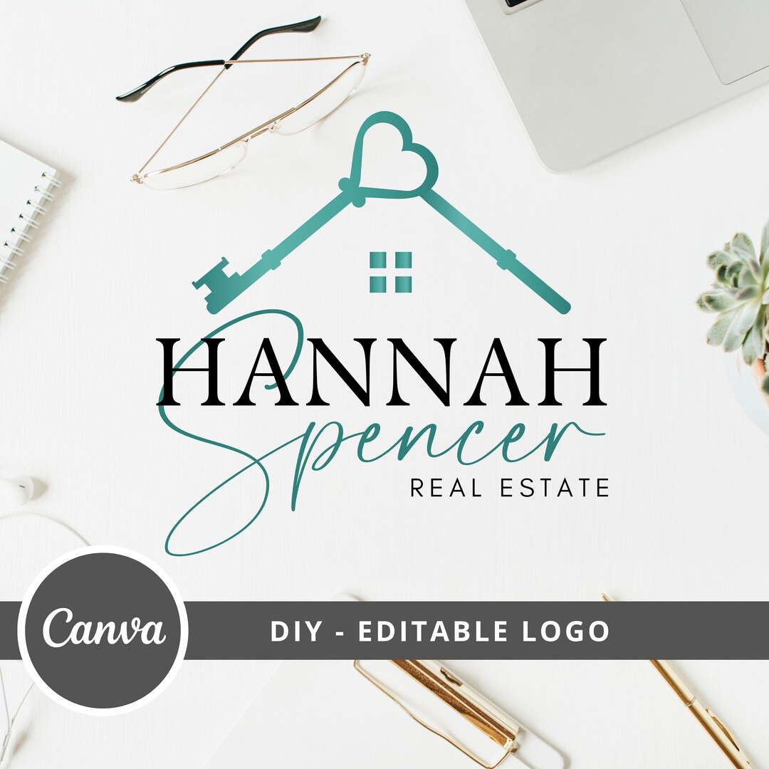 Broker Logo Design, Real Estate Agent Logo, Teal Green Logo, DIY Logo ...
