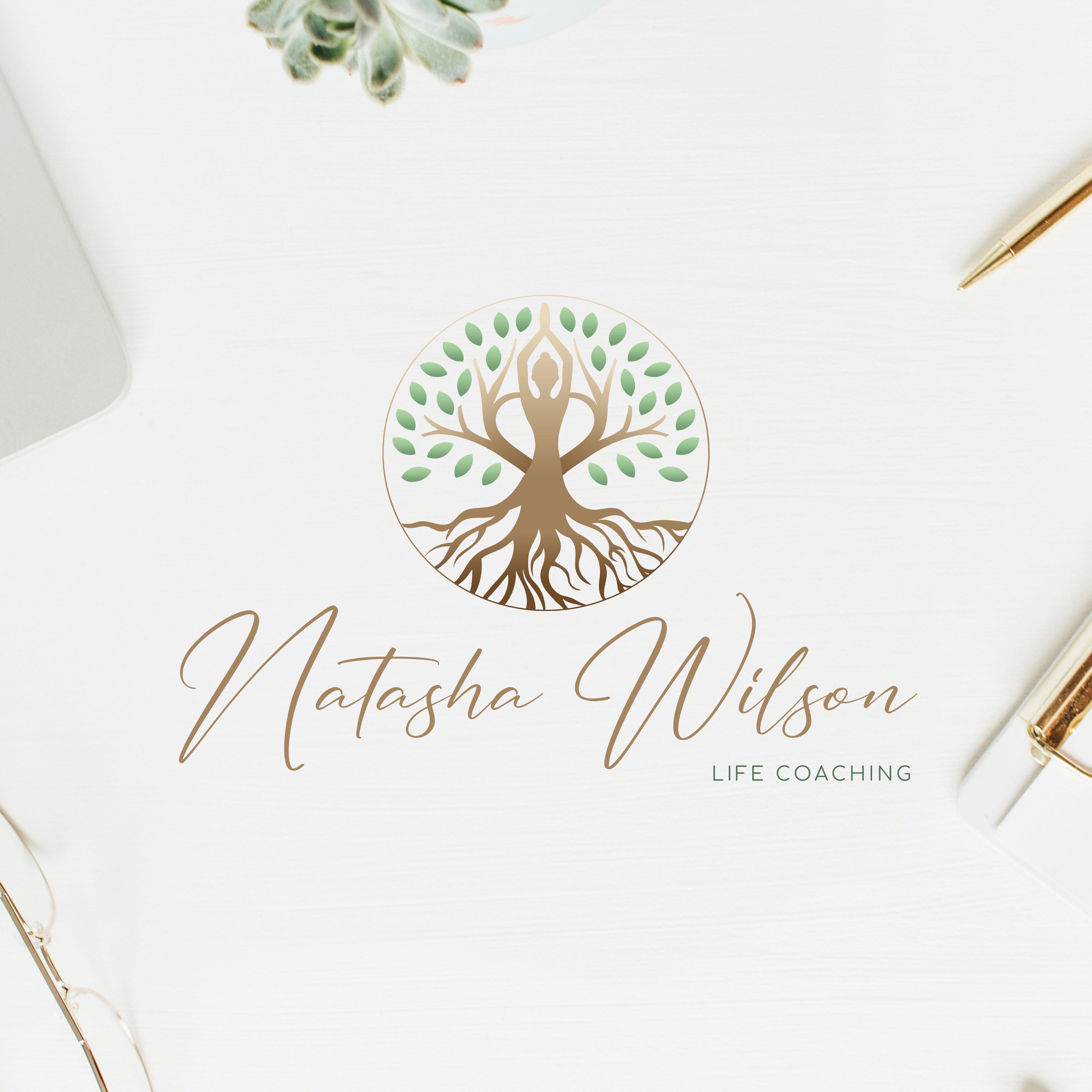 Wellness Life Coach Logo, Yoga Tree Logo, Psychology Logo, Tree of Life ...