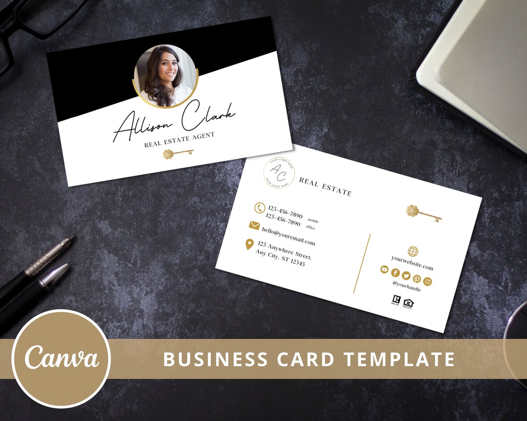 Real Estate Business Card Template - Editable Card Design Template in ...