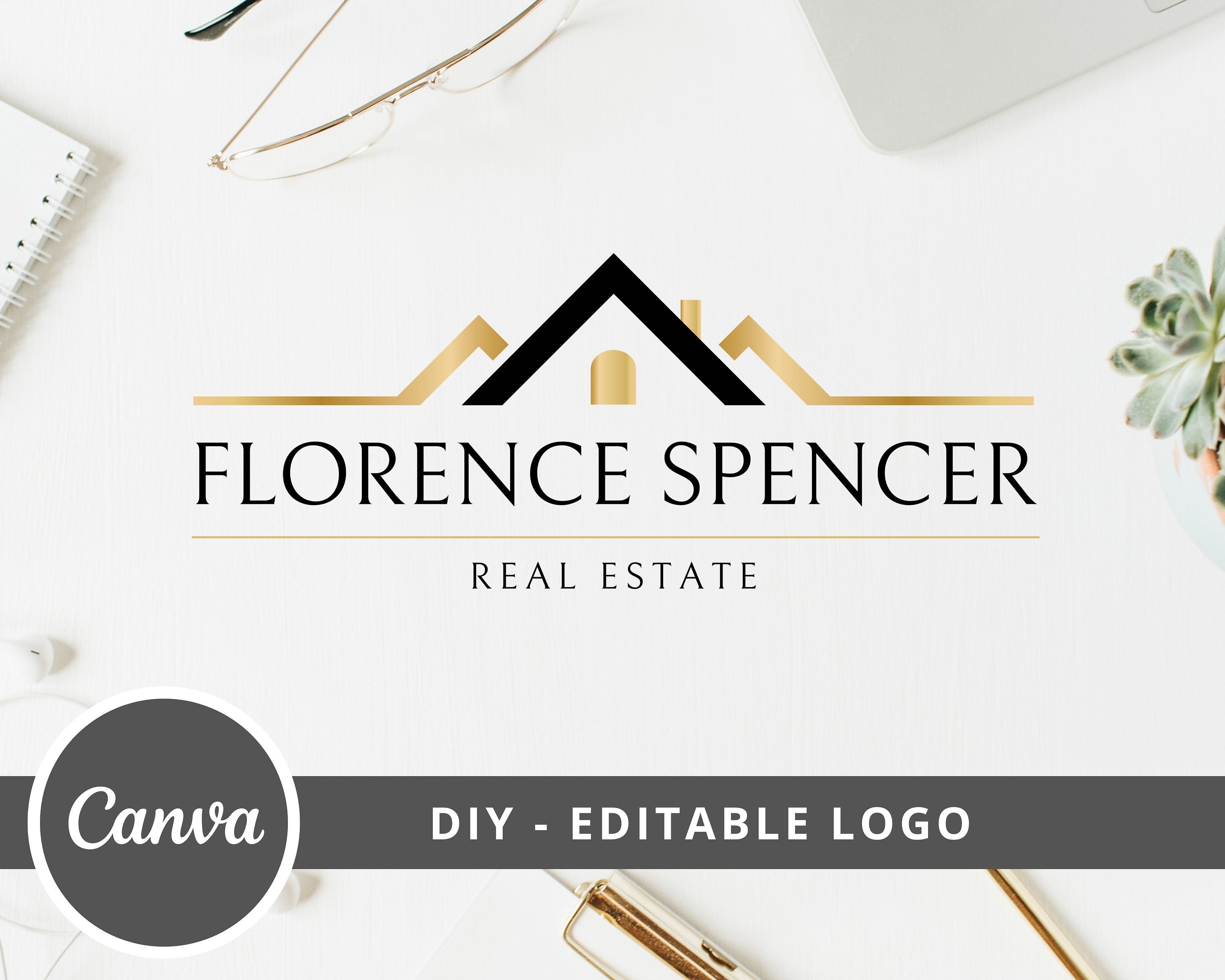 Editable Real Estate Logo Design DIY Design Canva Template | Etsy