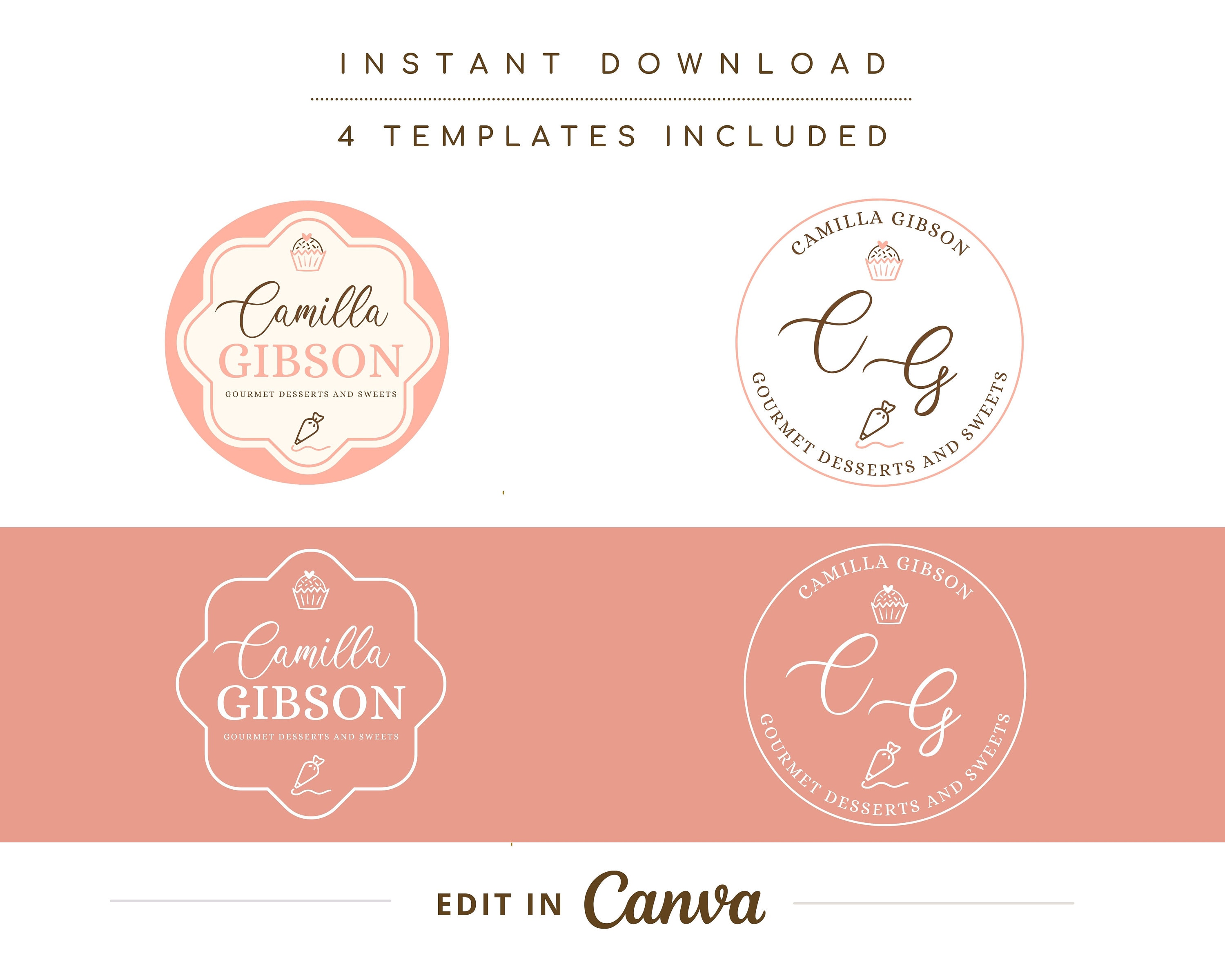 DIY Editable Bakery Logo Template Made in Canva Fully - Etsy