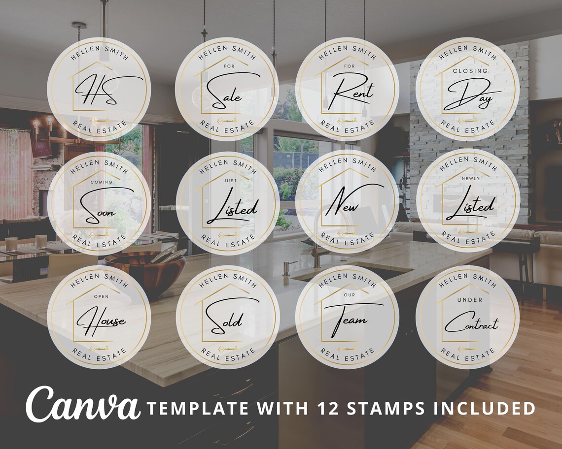 DIY Real Estate Watermark Badges Stamps Editable Canva - Etsy