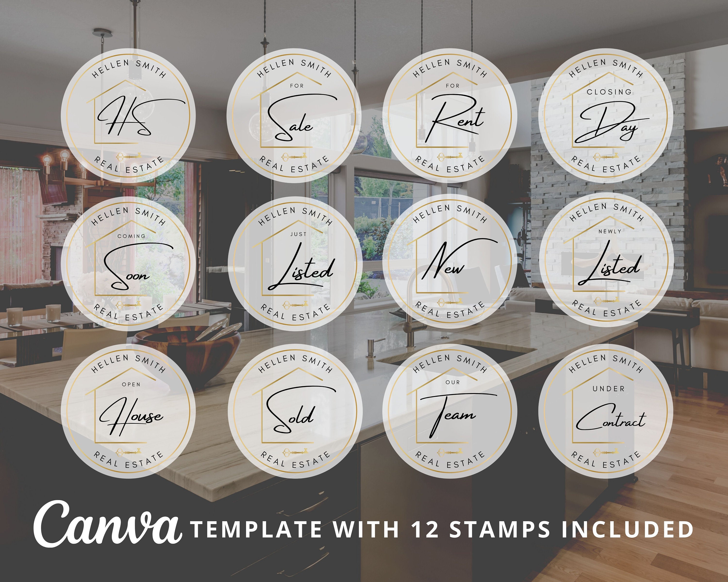 DIY Real Estate Watermark Badges Stamps Editable Canva - Etsy